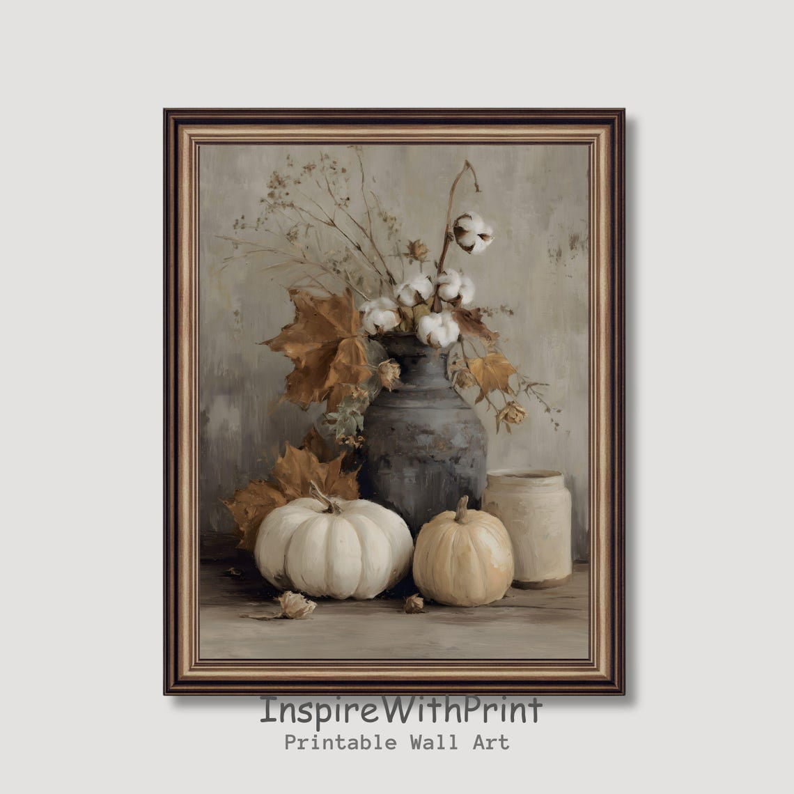 Vintage Fall Pumpkin Still Life , Rustic Fall Farmhouse Printable Moody ...