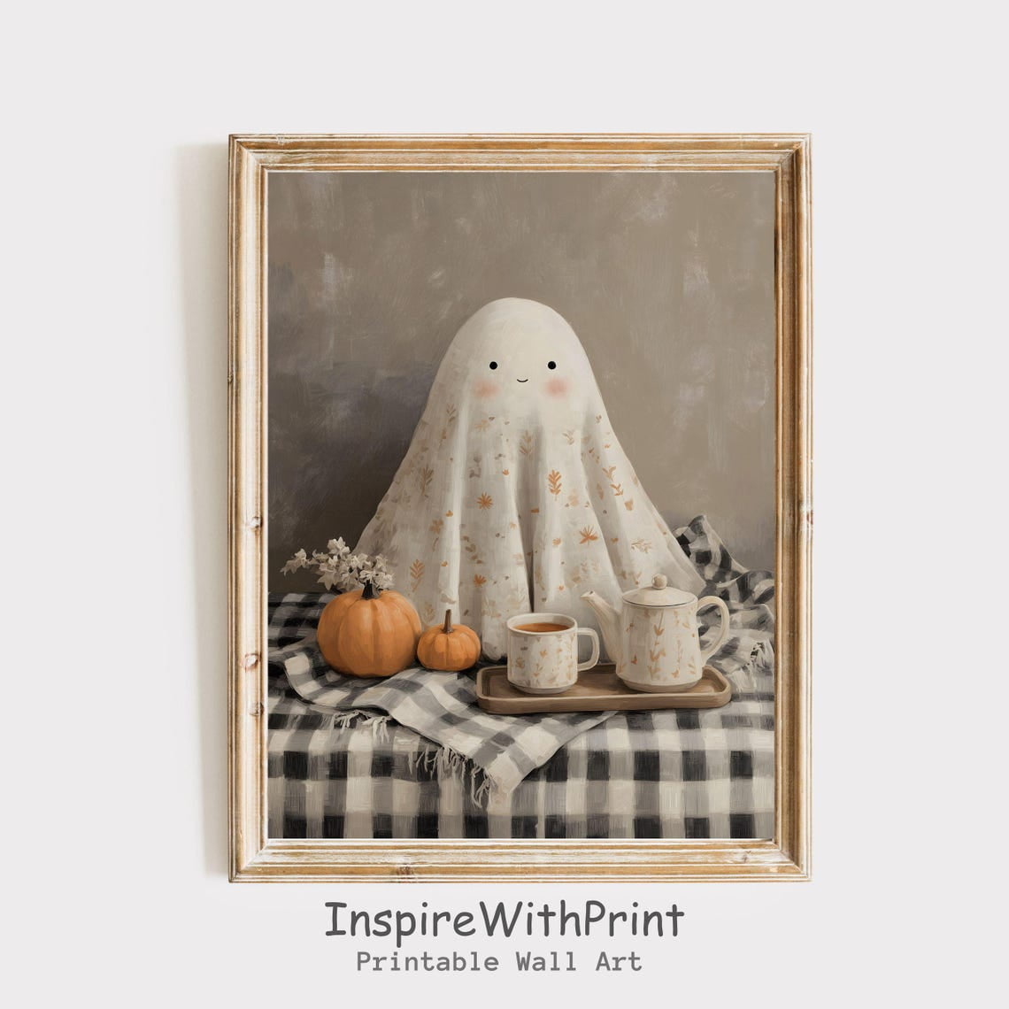 Vintage Fall Spooky Ghost Printable Wall Art, Cute Ghost Poster Ghost ...