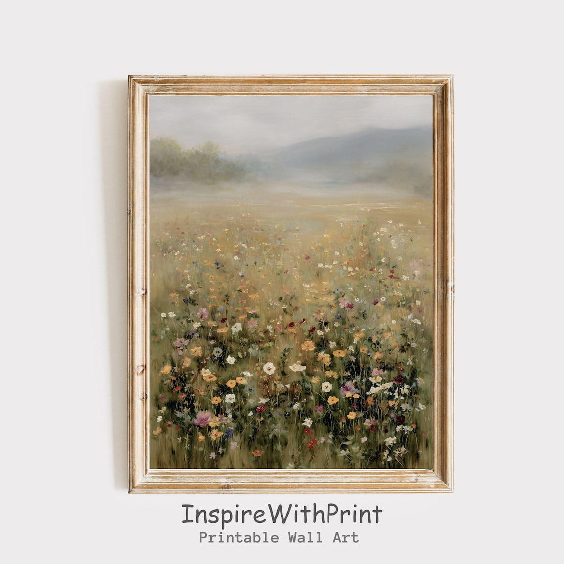 Vintage Fall Wildflower Meadow Poster Moody Wildflower Field Art ...