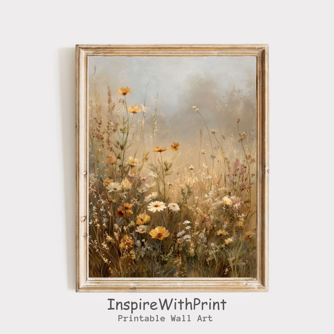 Vintage Fall Wildflower Meadow Poster Moody Wildflower Field Art ...