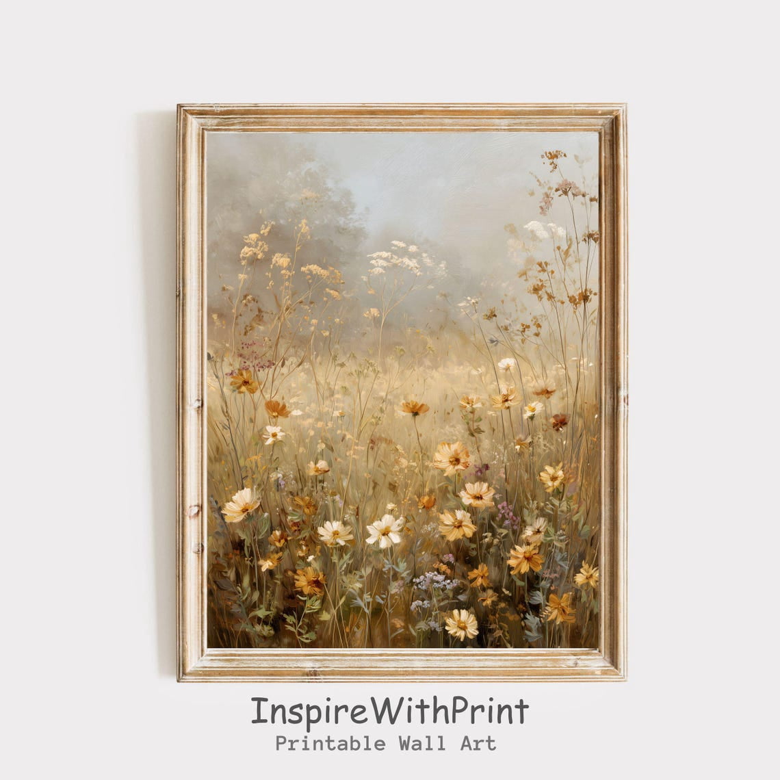 Vintage Fall Wildflower Meadow Print, Moody Wildflower Field Art ...