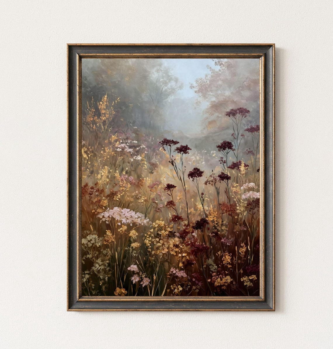 Vintage Fall Wildflower Meadow Print, Rustic Wildflower Field Art ...