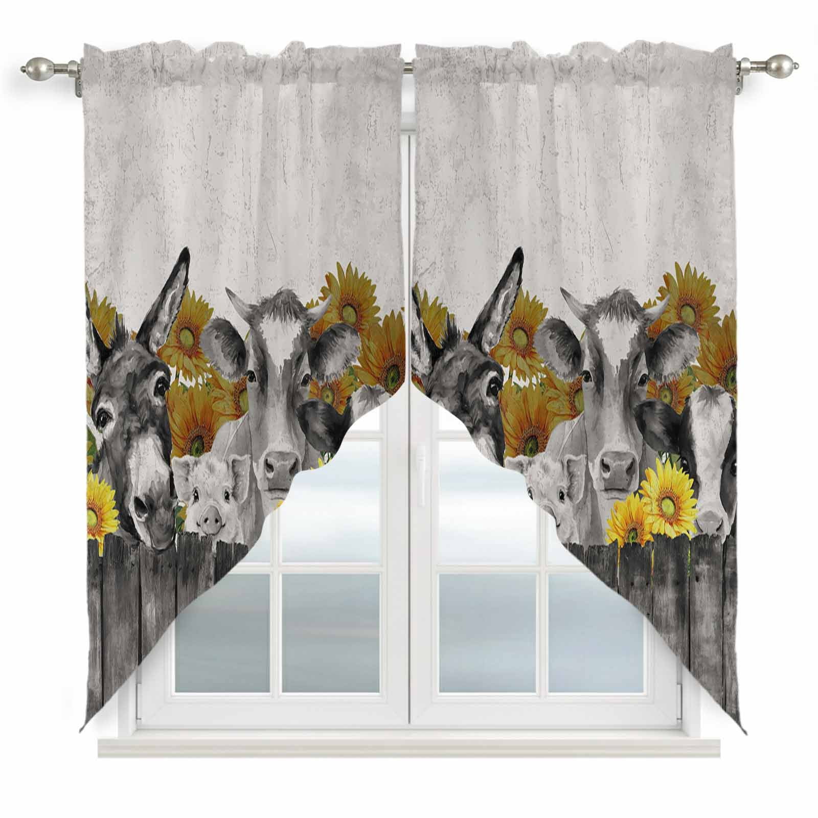Vintage Farm Animals Swag Curtains for Kitchen/Bedroom/Living Room ...