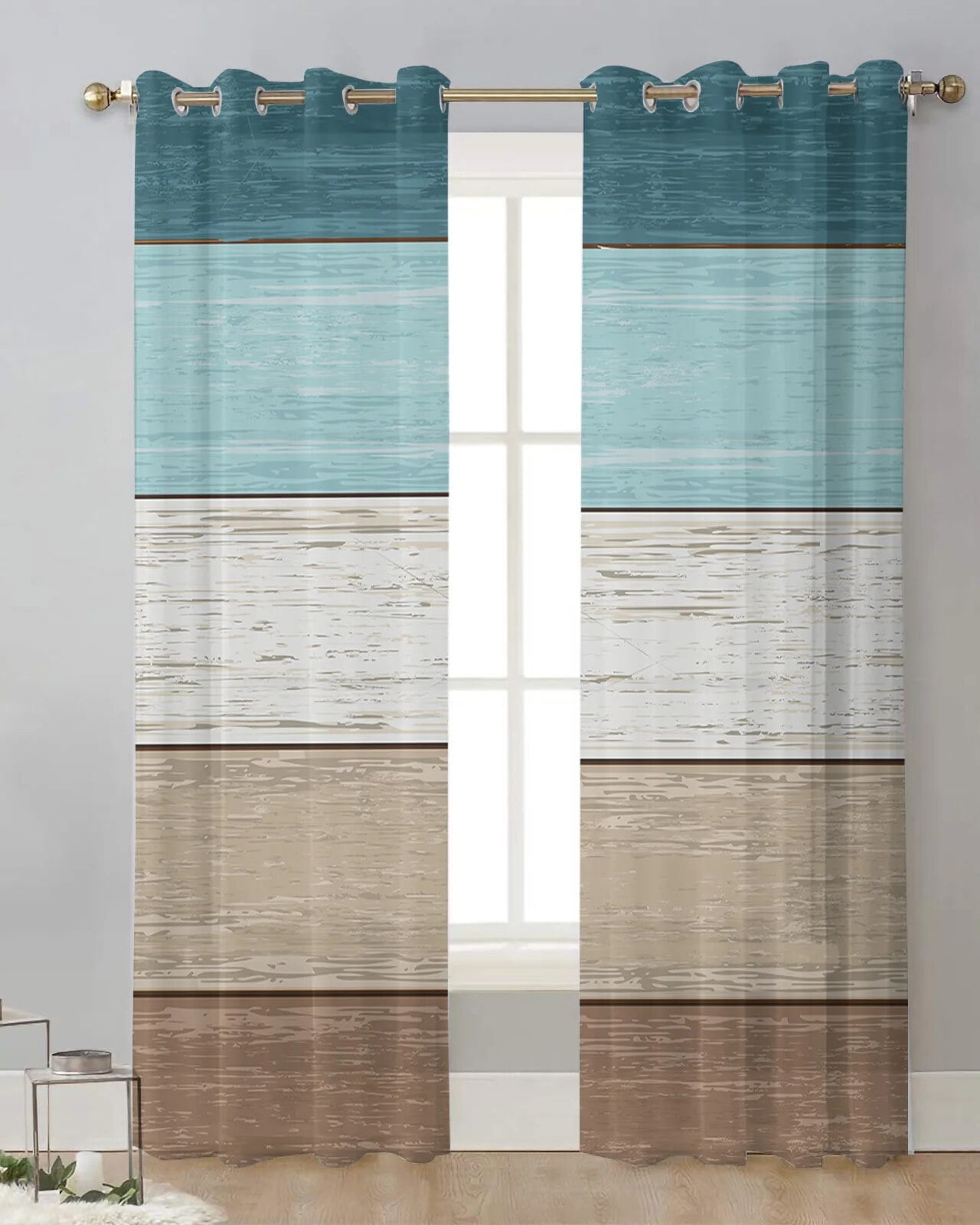 Vintage Farm Barn Brown Modern Tulle Curtains Living Room Voile Drapes ...