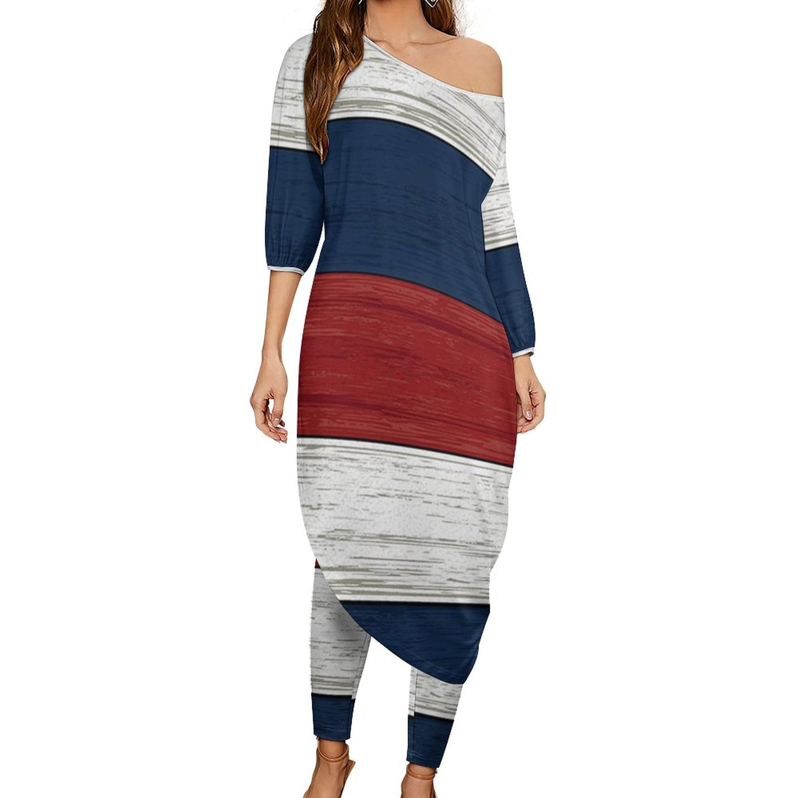 Vintage Farm Barn Red, Blue And White Elegant Casual Diagonal Shoulder ...