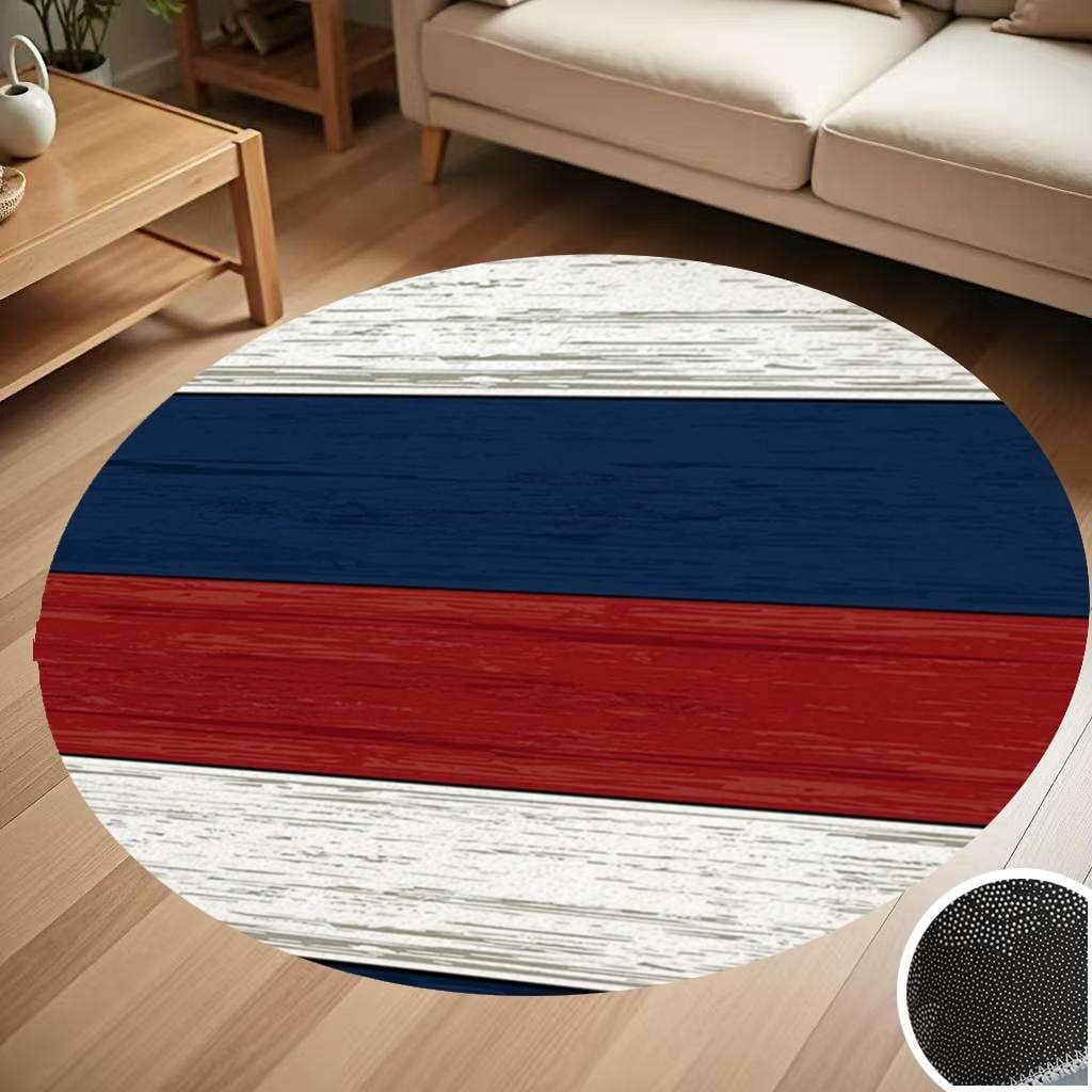 Vintage Farm Barn Red, Blue And White Round Carpet Living Room Bedroom ...