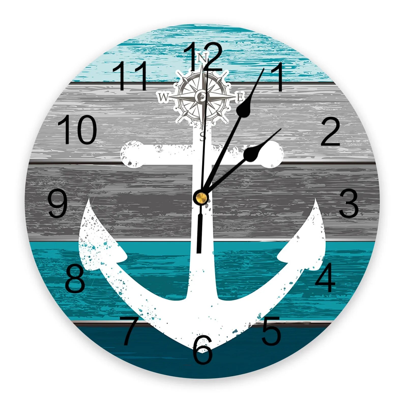 Vintage Farm Barn White Boat Anchor Ocean Large Wall Clock Dinning ...