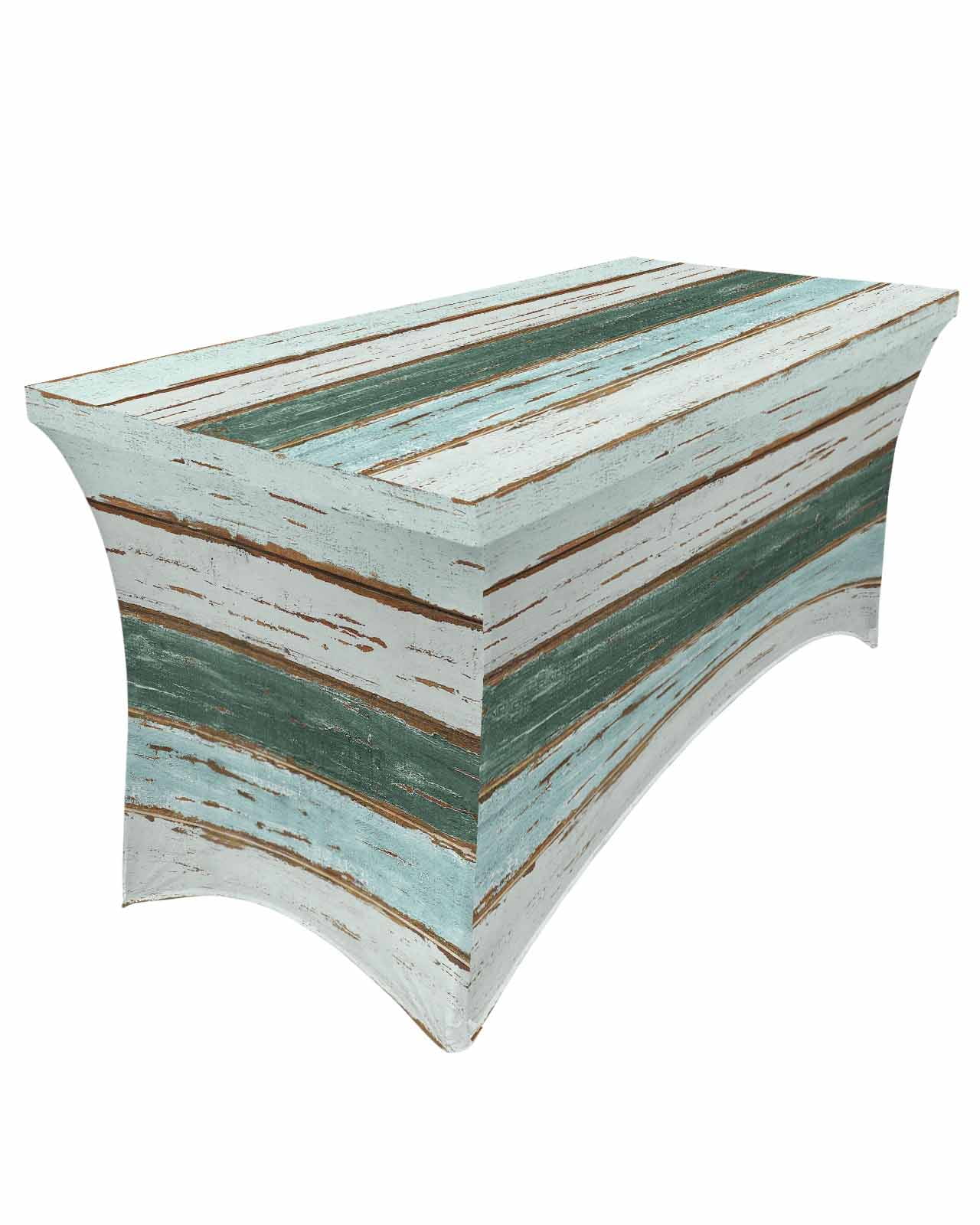 Vintage Farm Barn Wood Grain Gradient Elastic Table Skirt Wedding Hotel ...