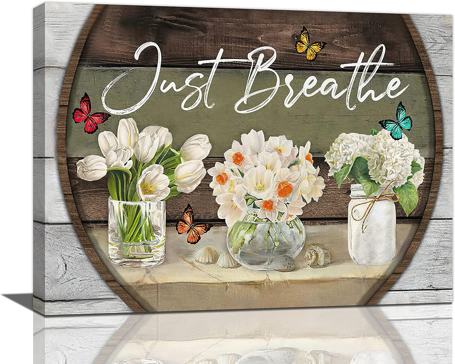 Vintage Farm Flower Bathroom Decor Wall Art Rustic Farmhouse Floral ...