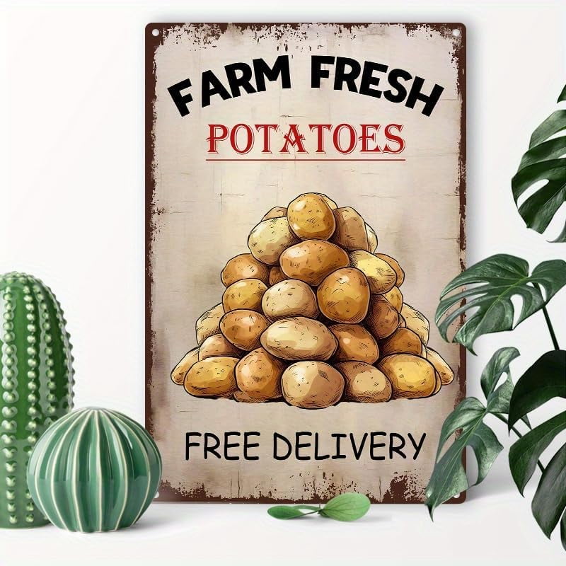Vintage Farm Fresh Potato Aluminium Metal Tin Sign 8x6 Inch Tin Poster ...