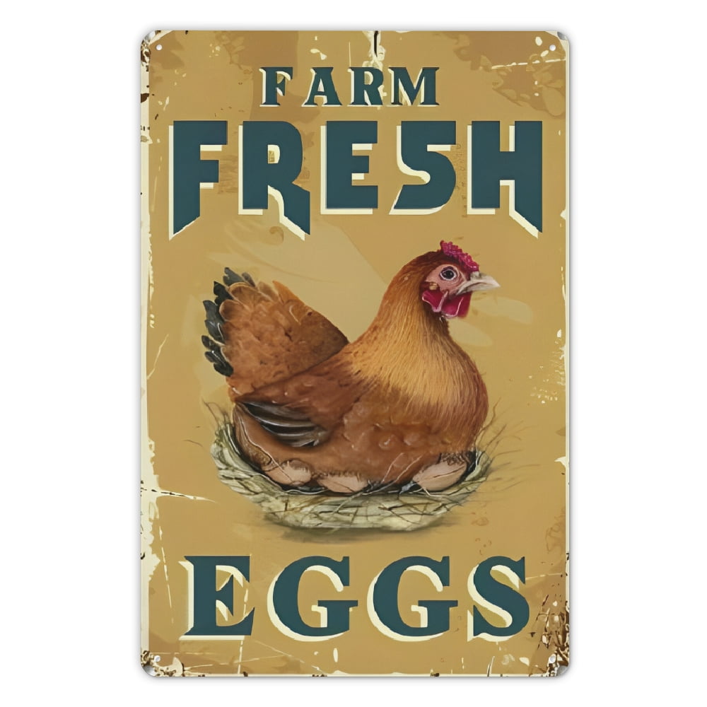 [Vintage Farm Signs] HEMITONG Vintage Farm Fresh Eggs Tin Signs | 8×12 ...