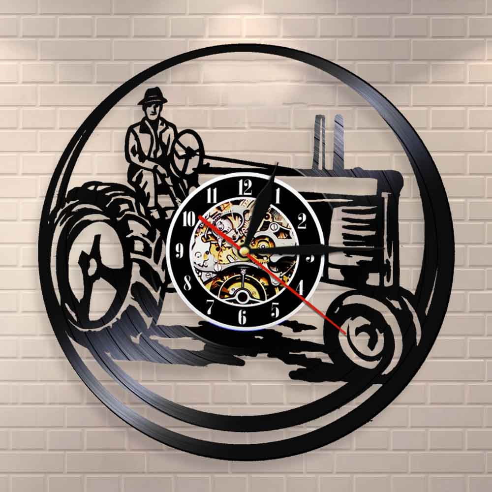 Vintage Farm Truck Wall Clock Harvester Vinyl Record Wall Clock Pickup ...