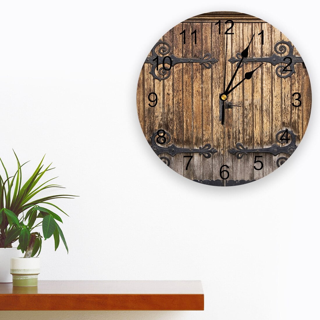 Vintage Farm Wood Door Rustic Wall Clock for Kids Rooms Silent Clocks ...