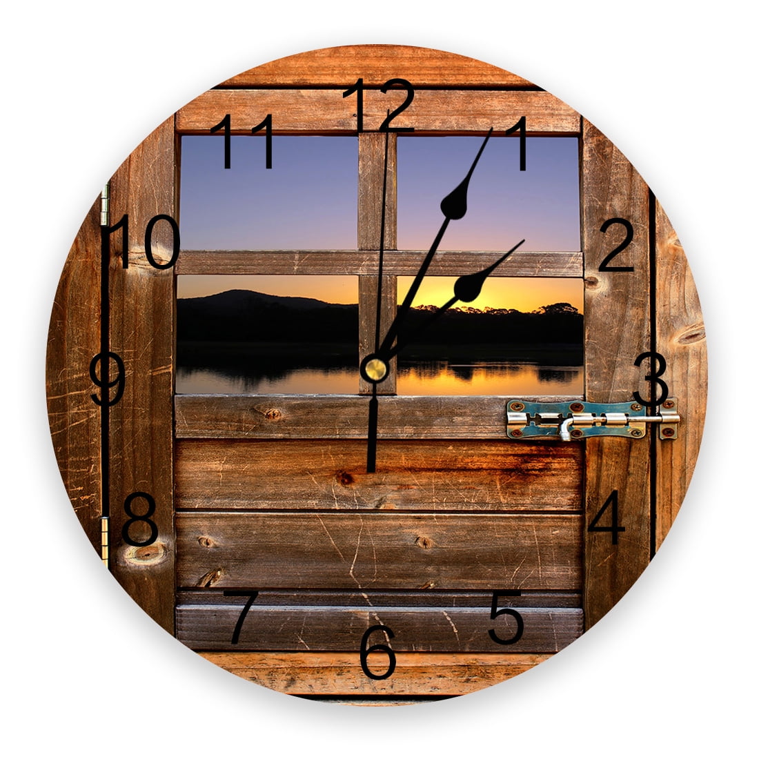 Vintage Farm Wood Door Rustic Wall Clock for Kids Rooms Silent Clocks ...