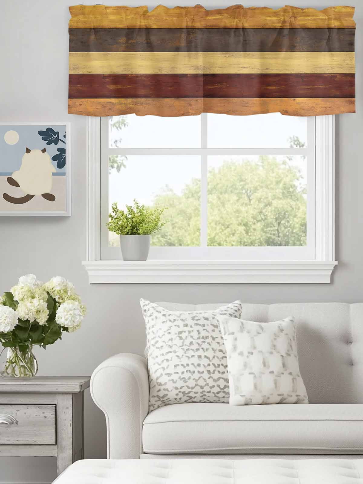 Vintage Farm Wood Plank Valances for Windows,Rod Pocket Valance for ...