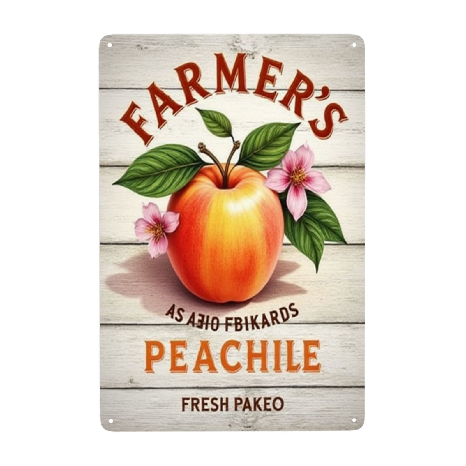 Vintage Farmer's Peach Metal Tin Sign Peach Decor Kitchen Wall Art ...