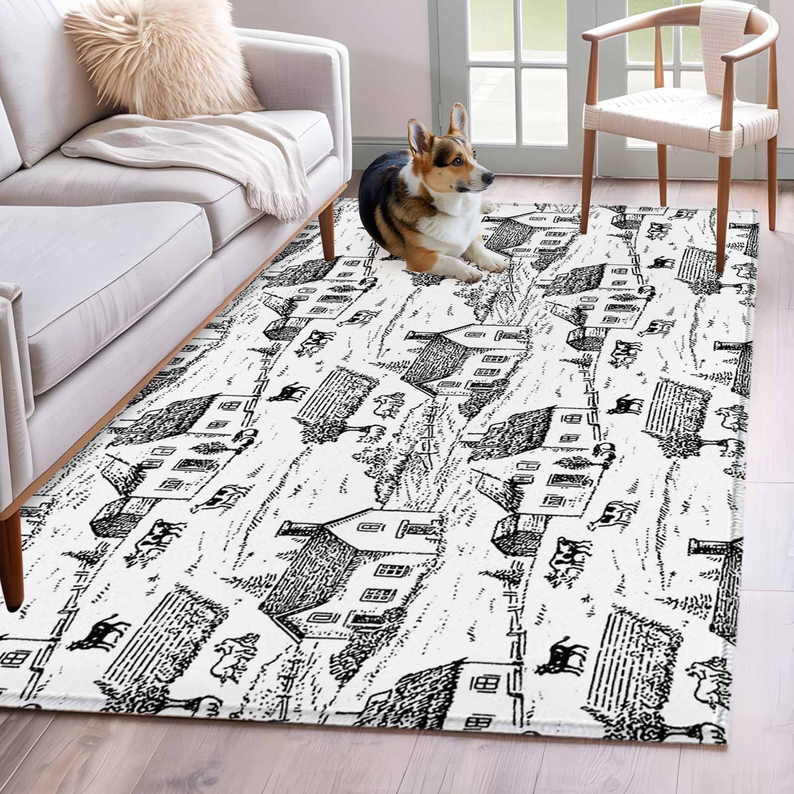 Vintage Farmhouse Area Rug 4x6 Washable Rug Non Slip Country Farm ...