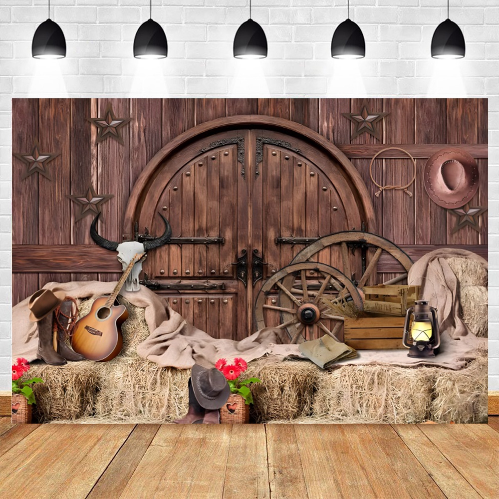 Vintage Farmhouse Barn Photography Backdrop Haystack Hay Bale Wooden ...