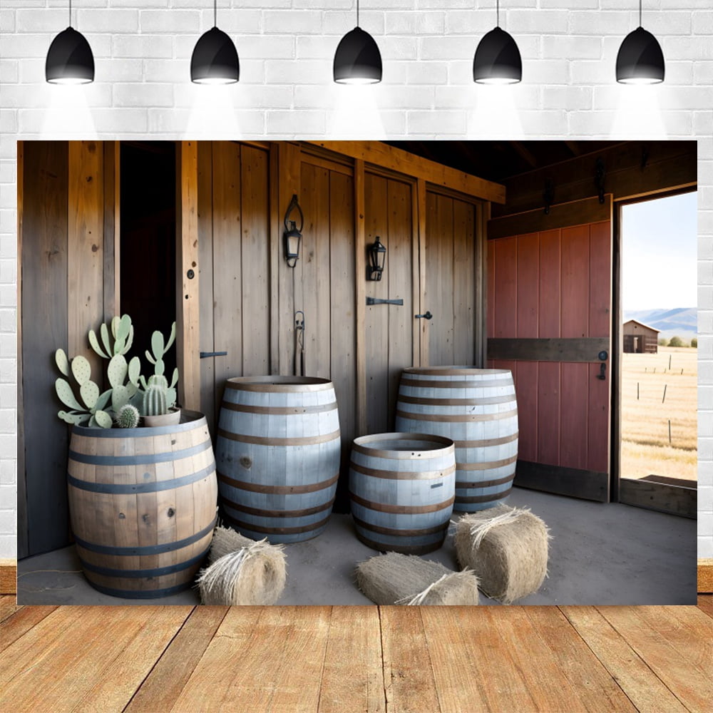Vintage Farmhouse Barn Photography Backdrop Haystack Hay Bale Wooden ...