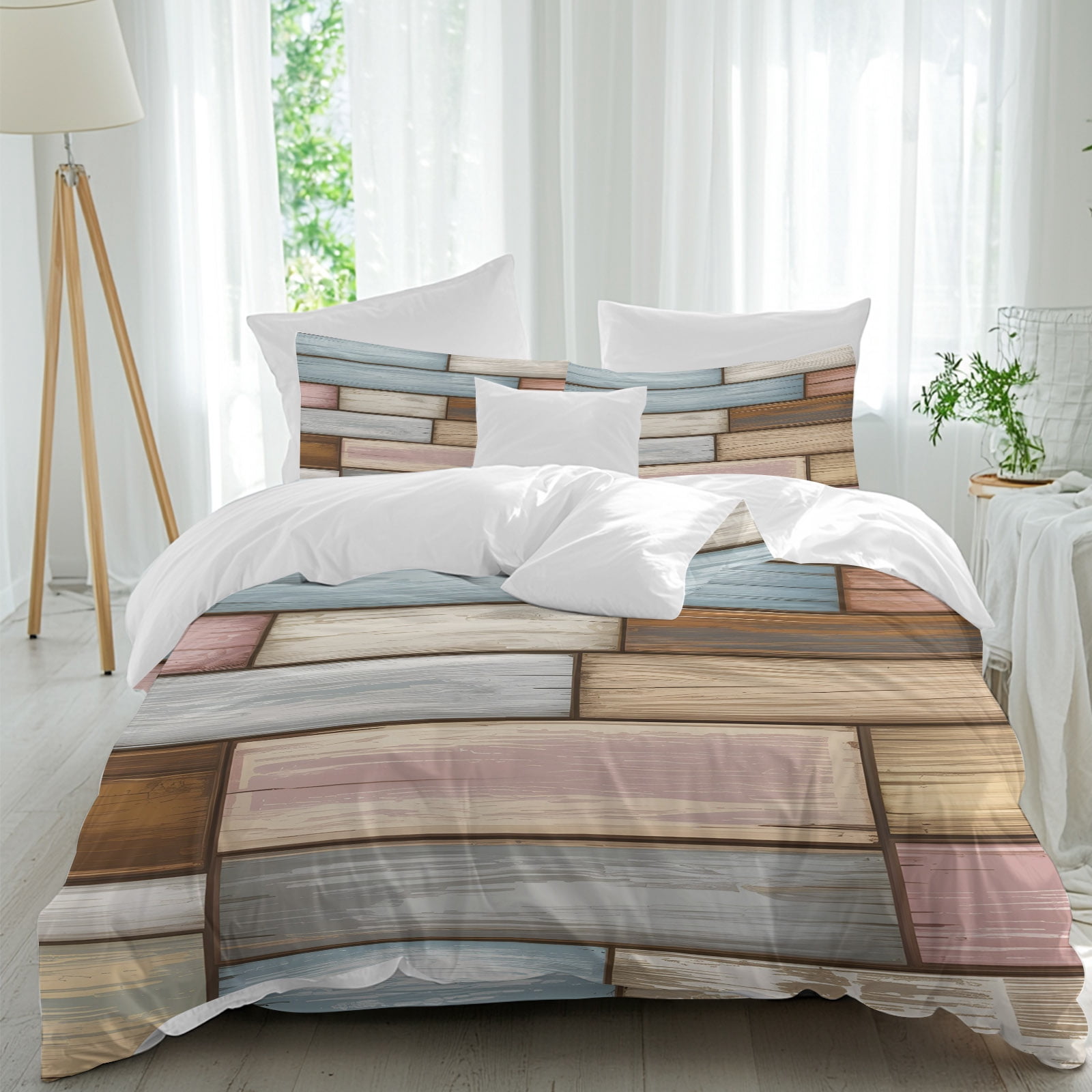 Vintage Farmhouse Boards Wood Texture California King Size Bed Set ...
