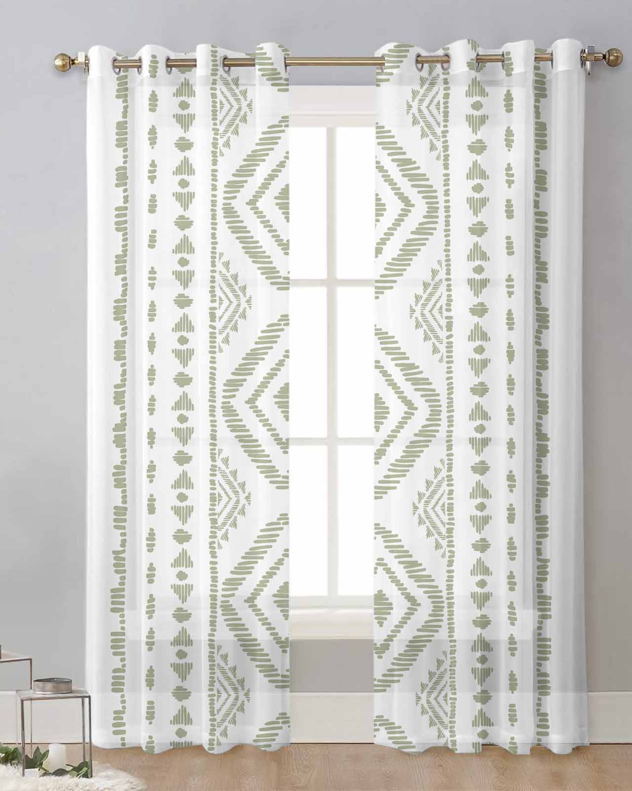 Vintage Farmhouse Bohemian Texture Sheer Curtains for Living Room ...