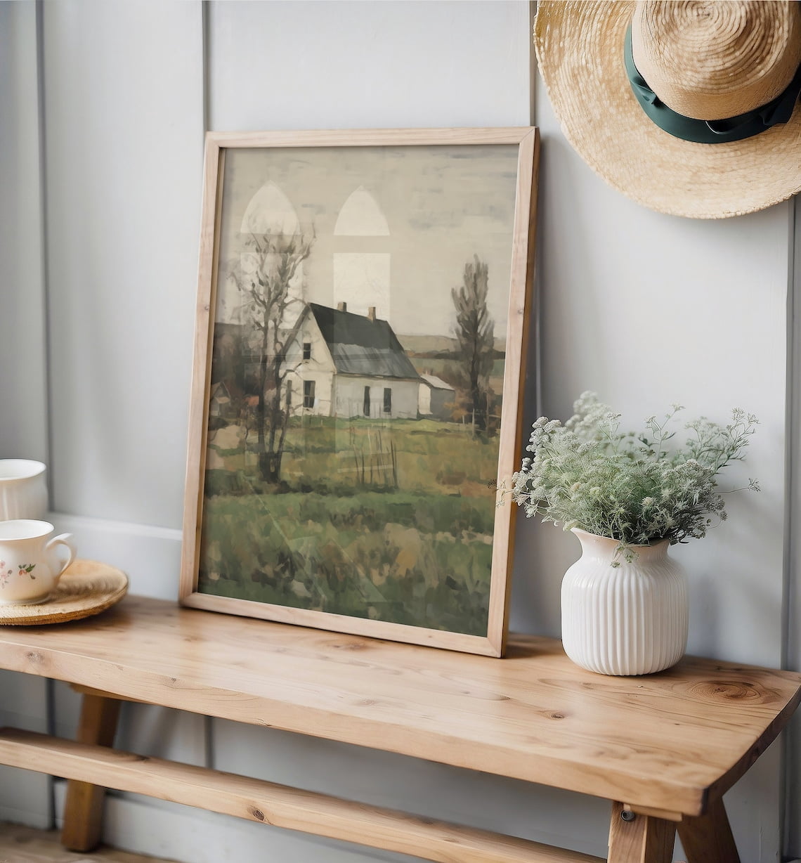 Vintage Farmhouse Countryside Landscape Poster, Unframed Size 12x18 ...
