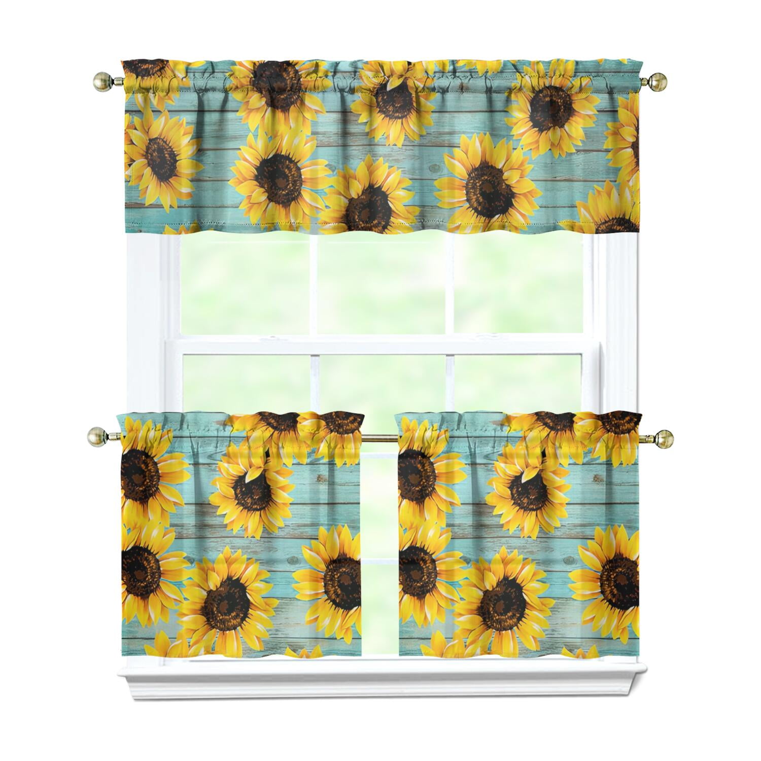 Vintage Farmhouse Curtains 24 Inch - 3 Panel Bohemian Wildflower Set ...