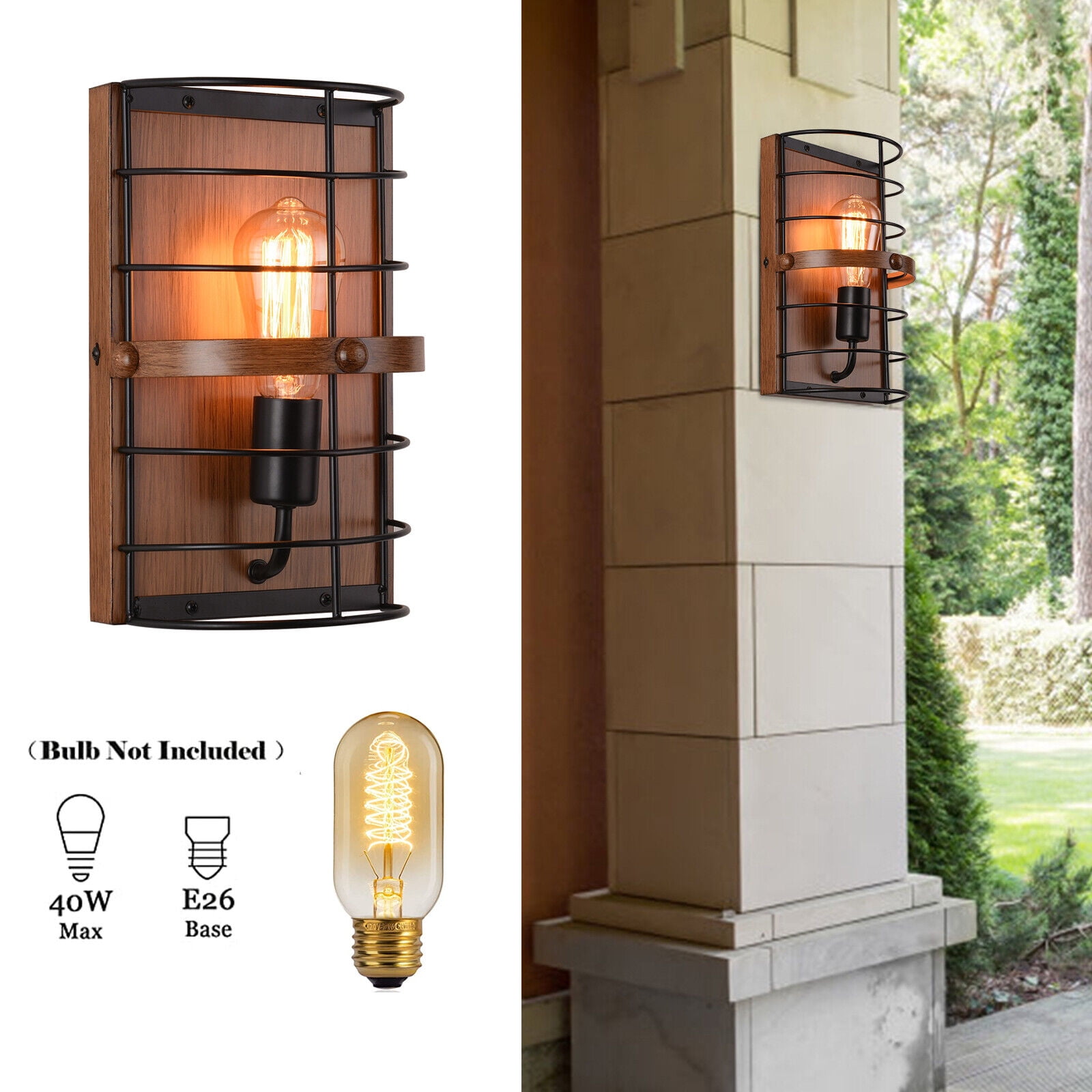 Vintage Farmhouse Retro Wall Mount Lamp E26 Rustic Wall Sconce Light ...