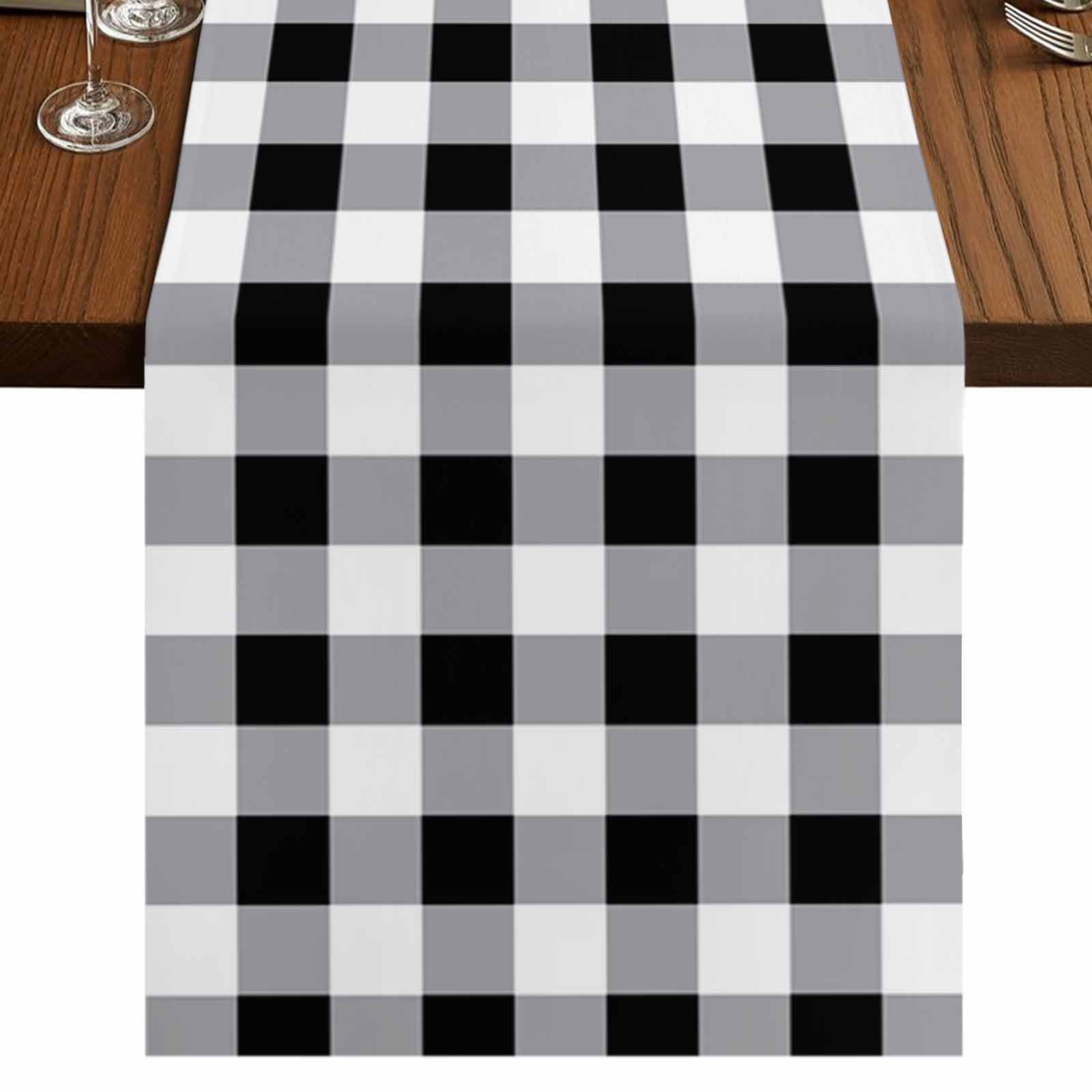 Vintage Farmhouse Short Table Runner 60 Inches Long, Black and White ...