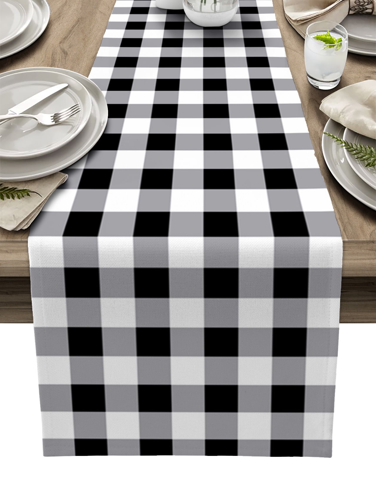 Vintage Farmhouse Table Runner Black and White Checkered Tablerunners ...