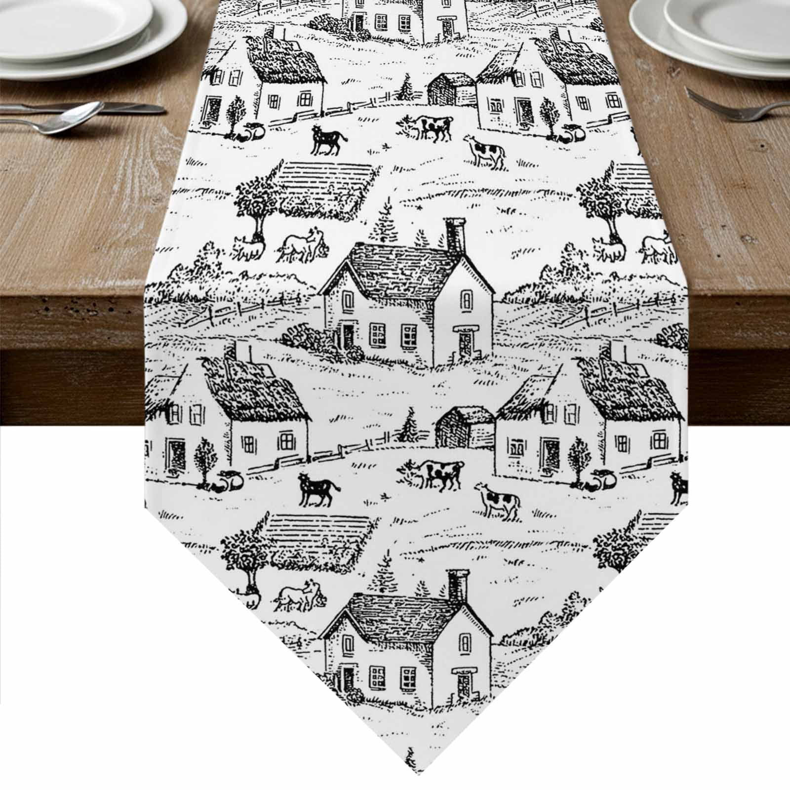 Vintage Farmhouse Table Runner Linen Burlap Table Runner 108 Inches ...