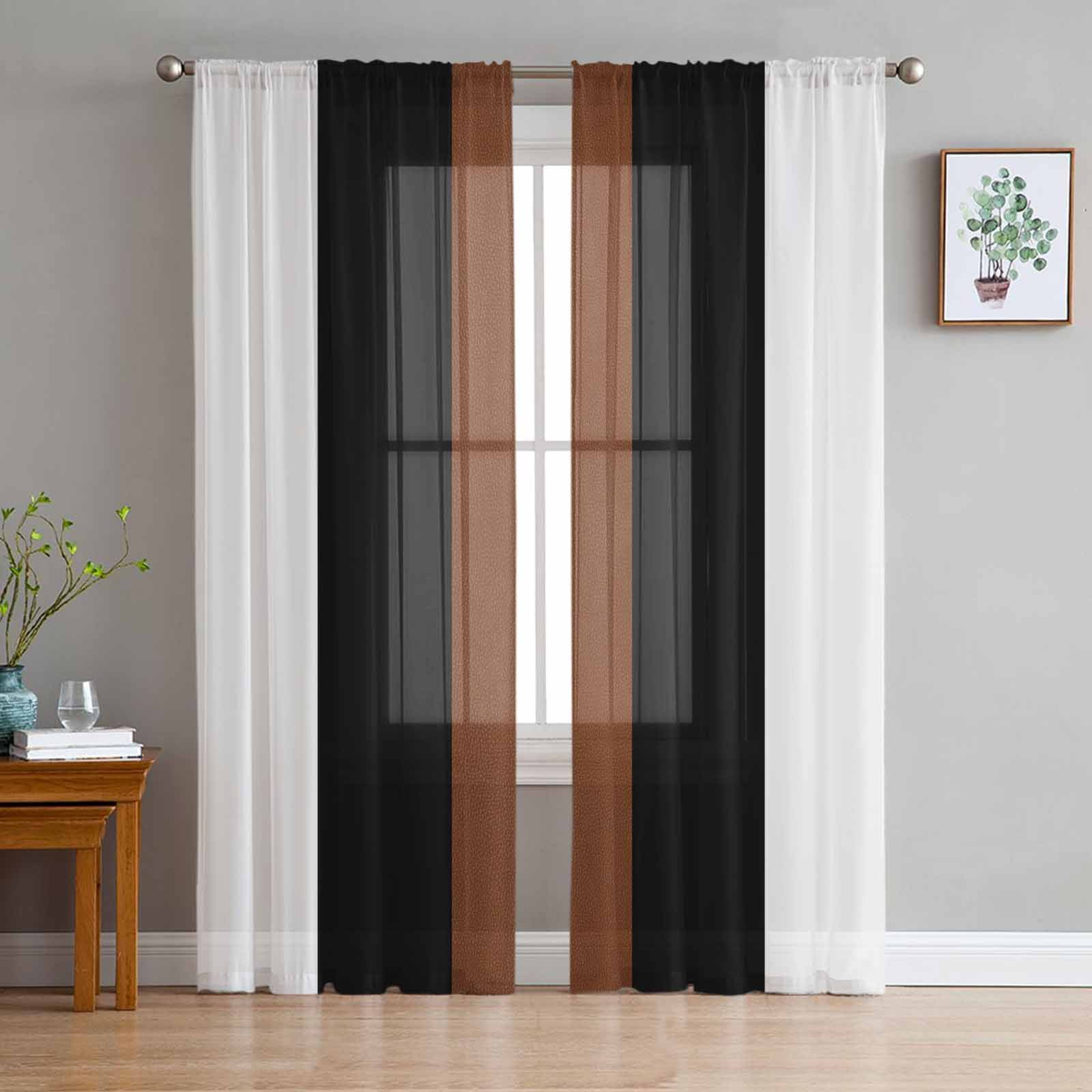 Vintage Farmhouse Tribal Stripes Sheer Tulle Curtains for Living Room ...