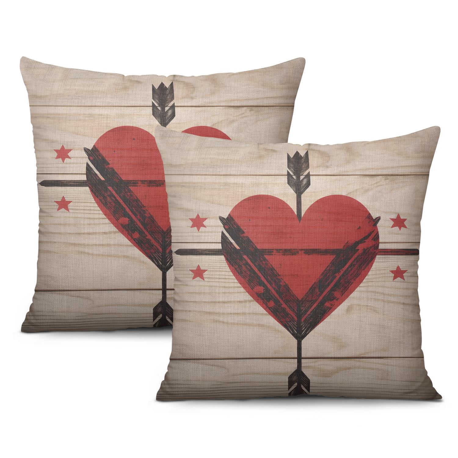 Vintage Farmhouse Valentine's Day Love Heart Throw Pillow Covers 20"x20 ...