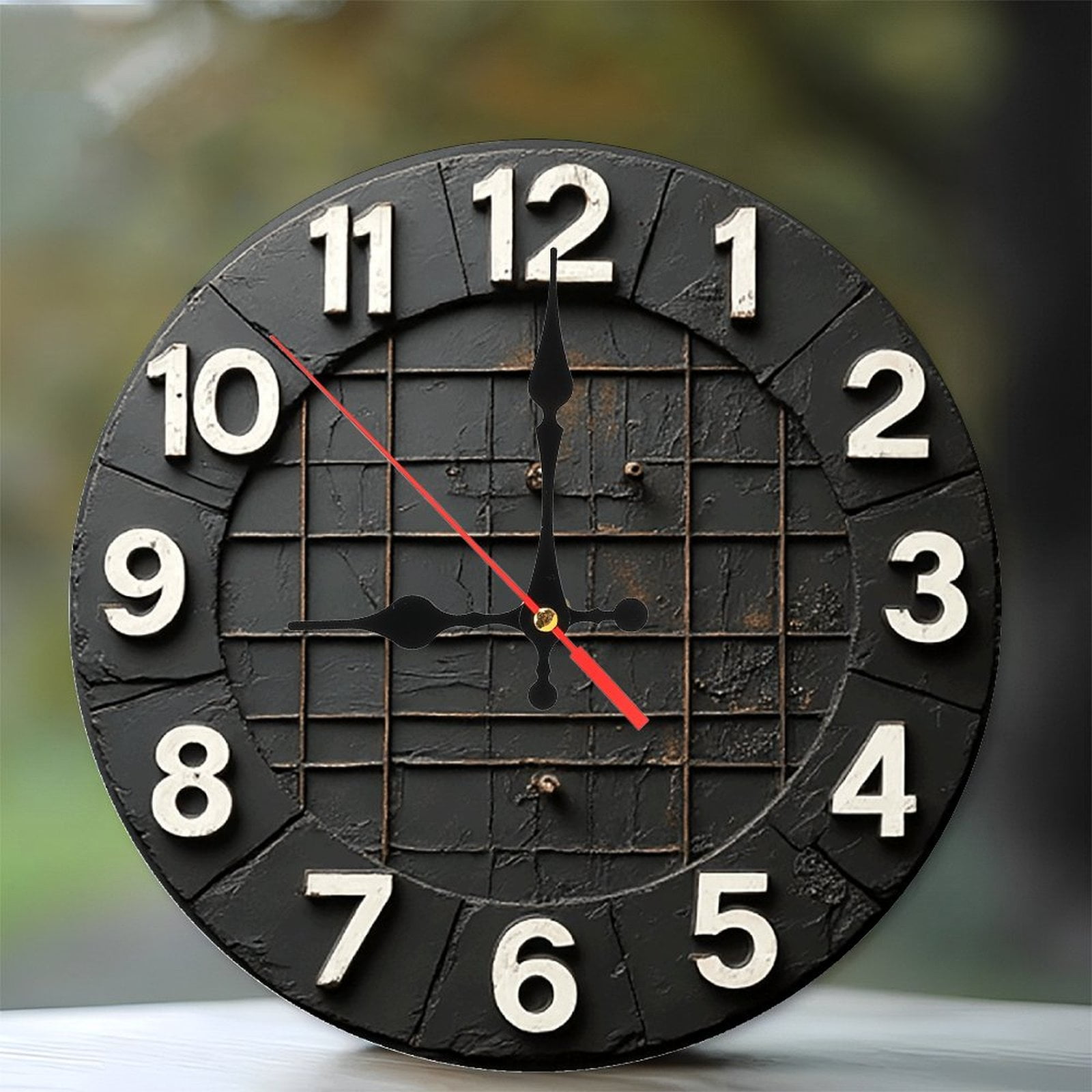 Vintage Farmhouse Wall Clock Rustic Metal Grid Design 10-Inch Silent ...