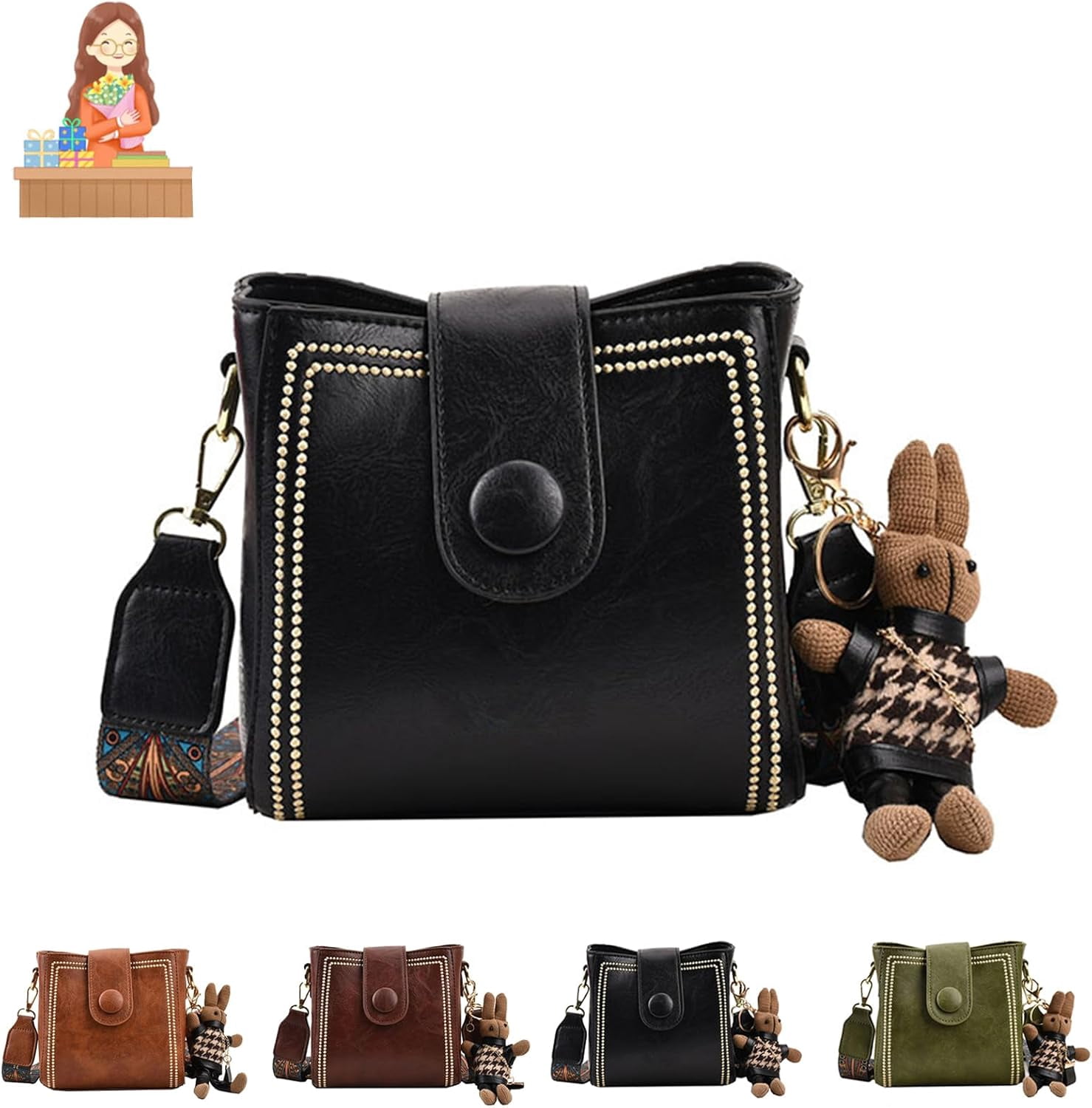 Vintage Fashion Bag with Adjustable Wider Shoulder Strap, Vintage Retro ...