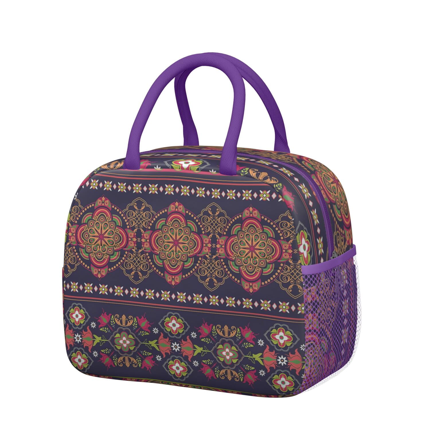 Vintage Fashion Lunch Bag Women, Retro Artistic Cooler Tote with Ink ...