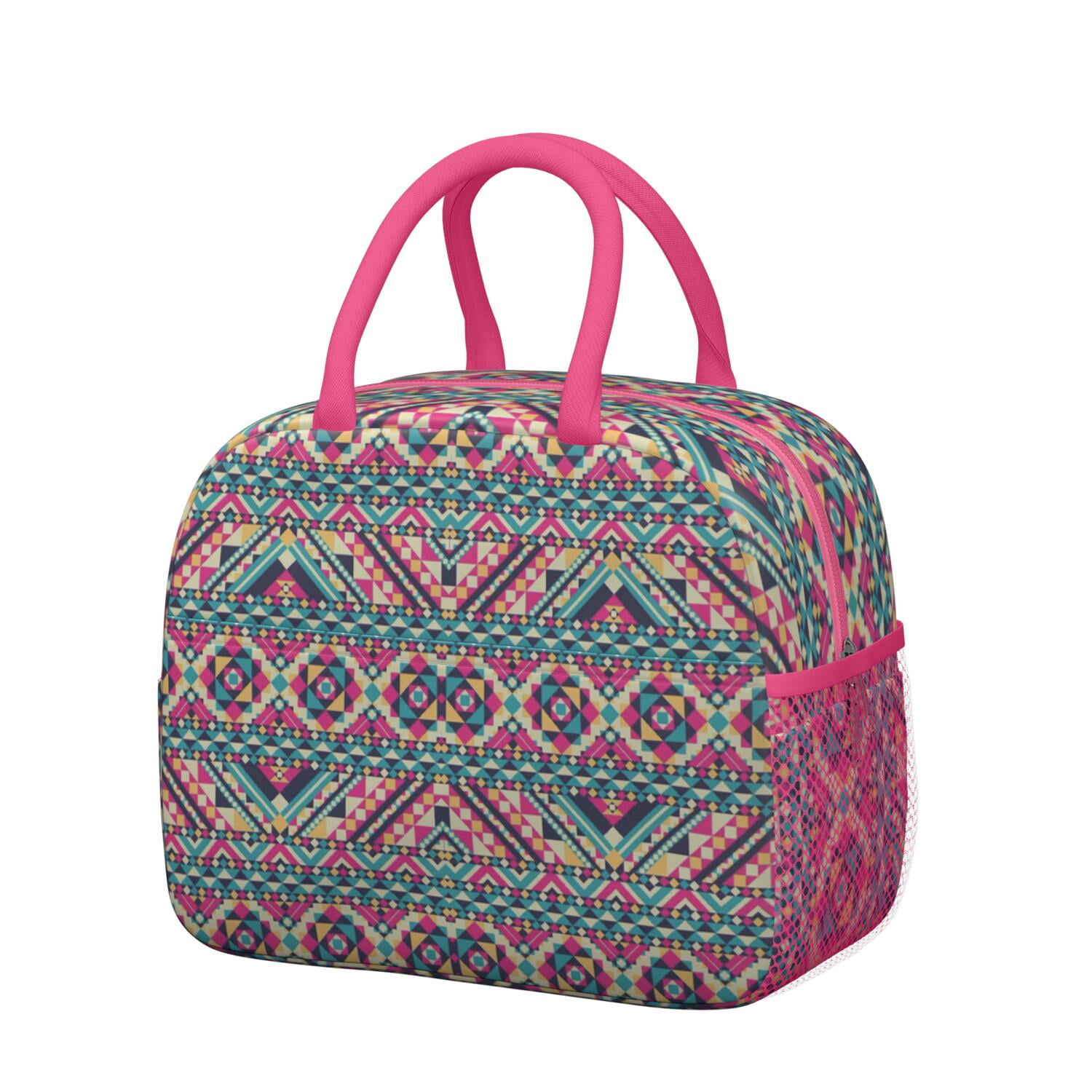 Vintage Fashion Lunch Bag Women, Retro Artistic Cooler Tote with Ink ...