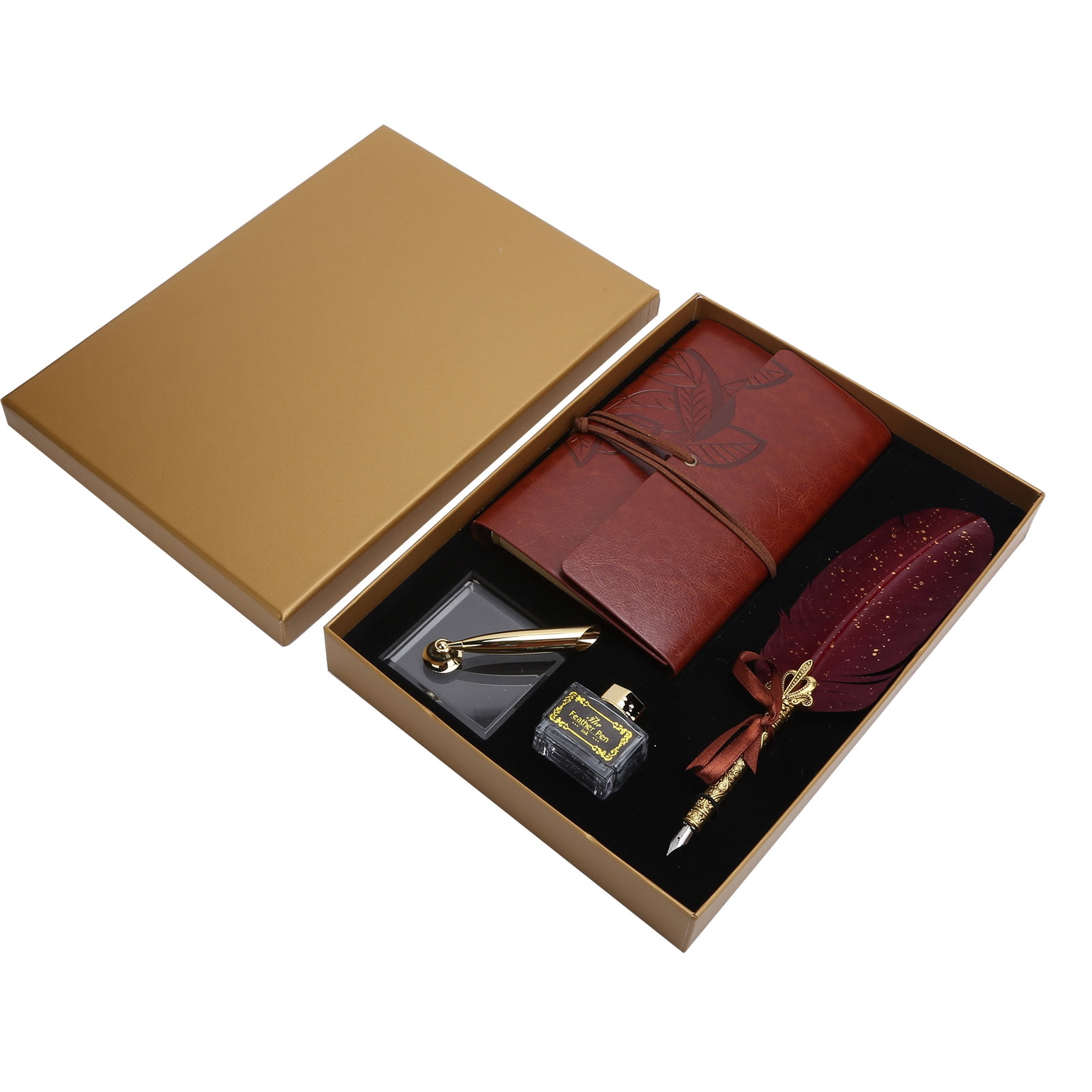 Vintage Feather Writing Pen Set, Calligraphy Quill Dip Kit, Art Craft ...