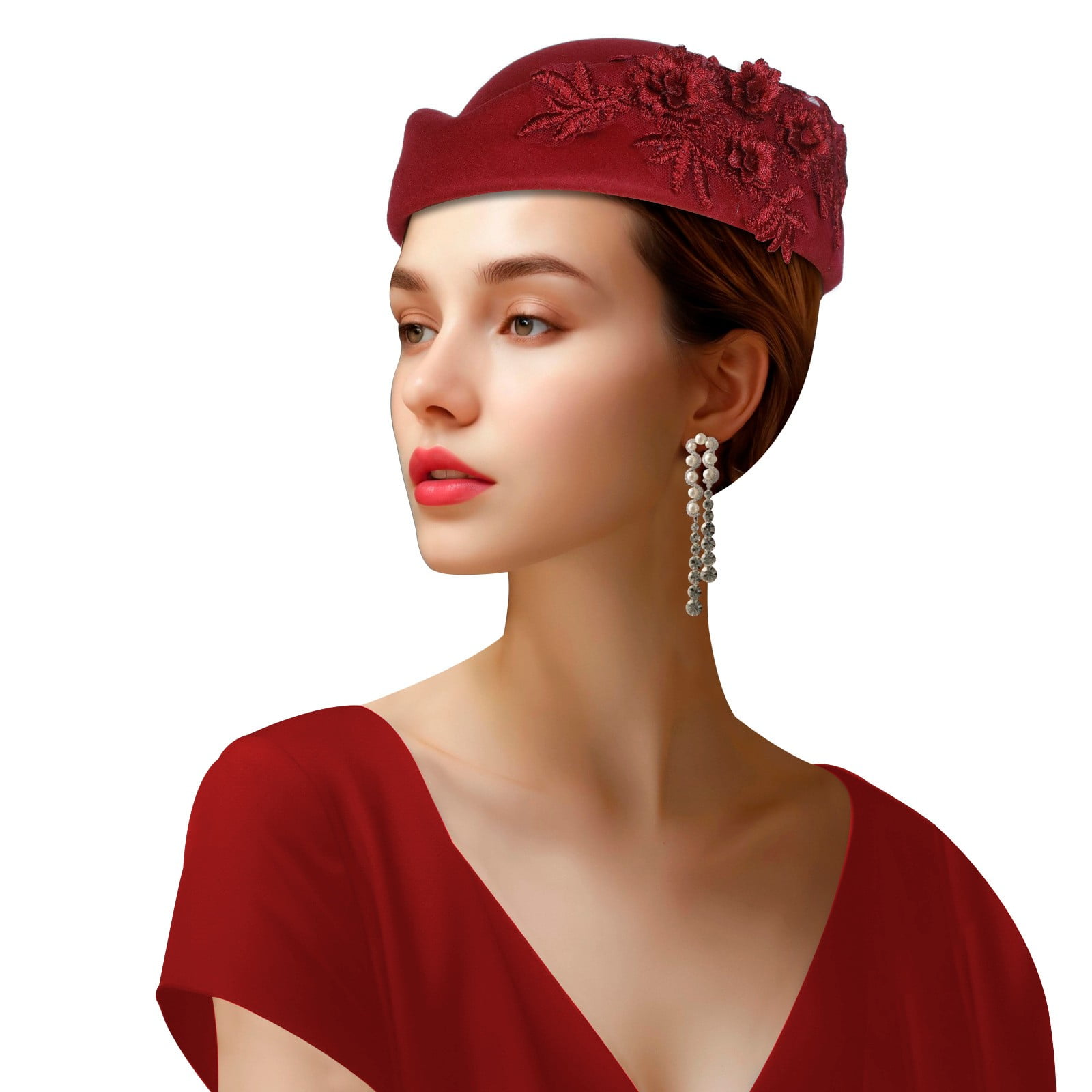 Vintage Felt Beret Women African Inspired Floral Embroidery Round Top ...