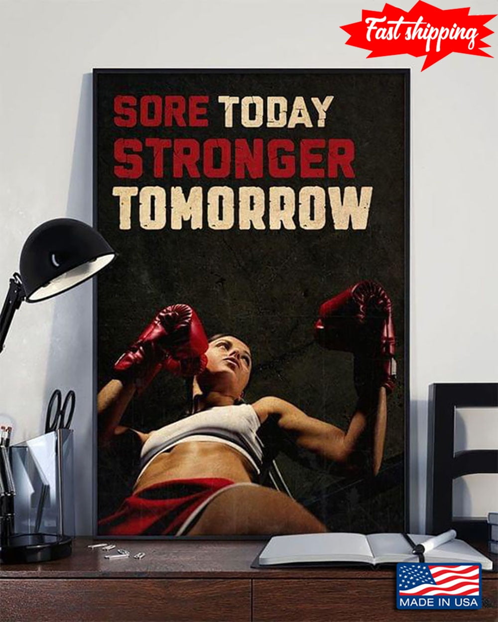 Vintage Female Boxer Sore Today Stronger Tomorrow 24 x 36 Inch Poster ...