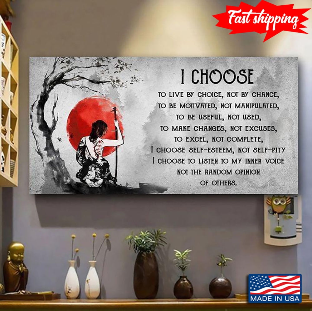 Vintage Female Samurai & Red Moon I Choose To Live By Choice, Not By ...