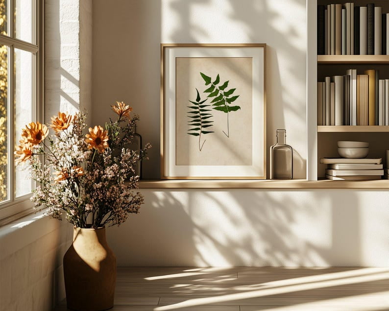 Vintage Fern Wall Art British Exotic Fern Illustration French Country ...