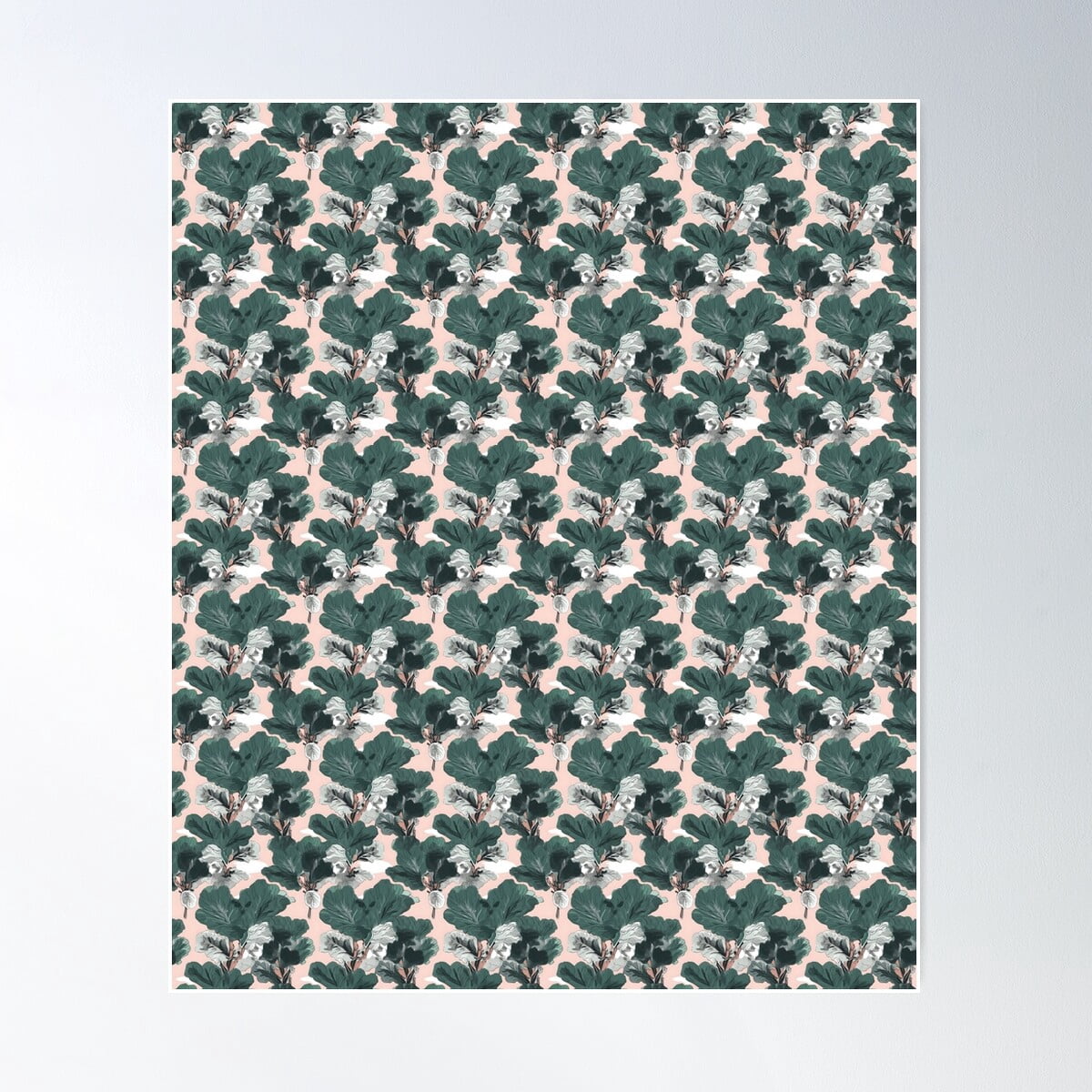 Vintage Fiddle Leaf Fig Pattern | Green Leaves On A Soft Pink Canvas ...