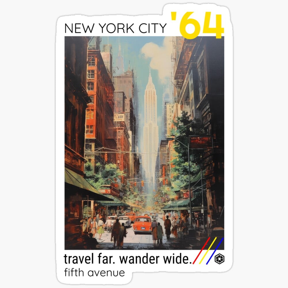 Vintage Fifth Avenue 1960S New York City Travel Poster Stickerphone ...