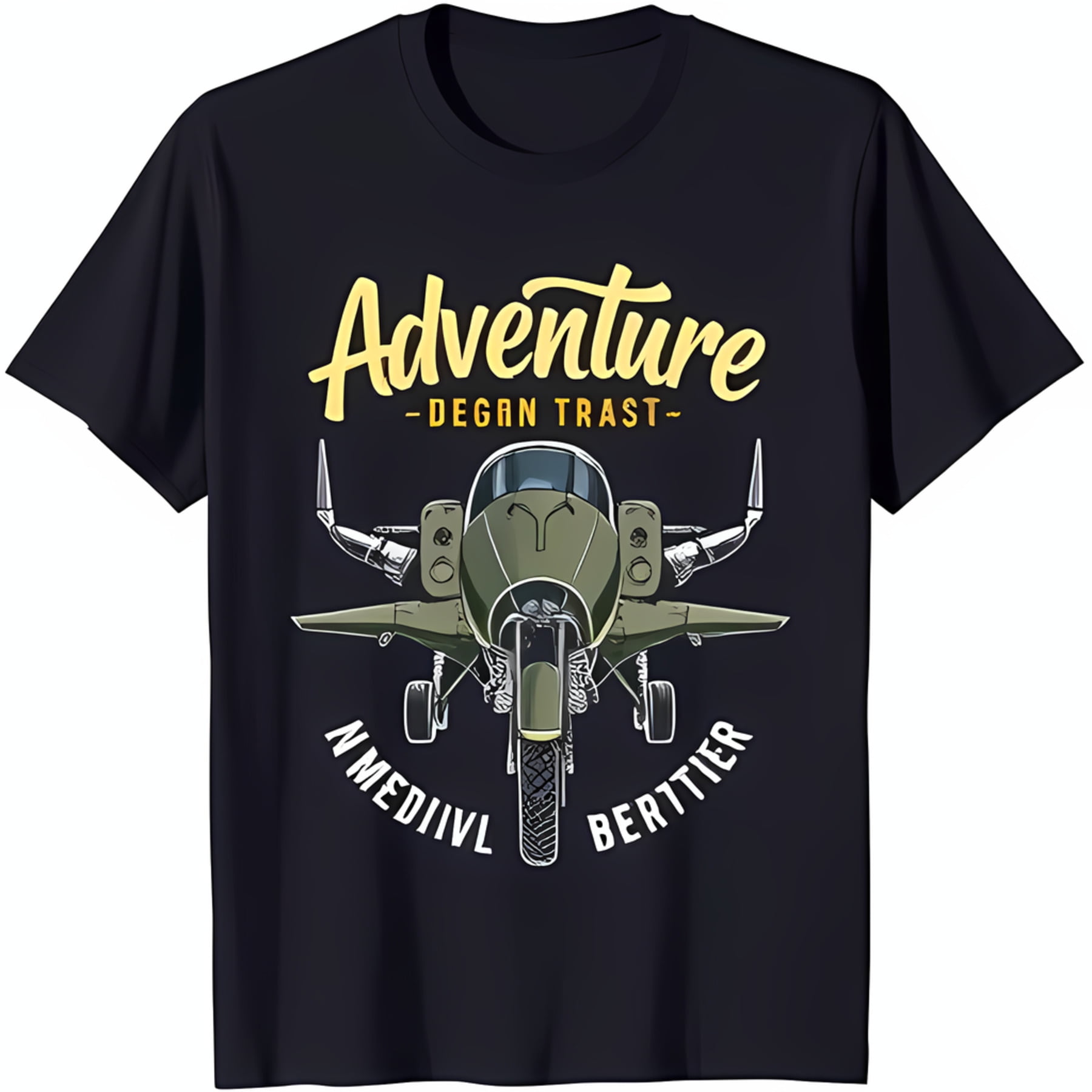 Vintage Fighter Jet Graphic T-Shirt Adventure Degan Trast Classic Neck ...