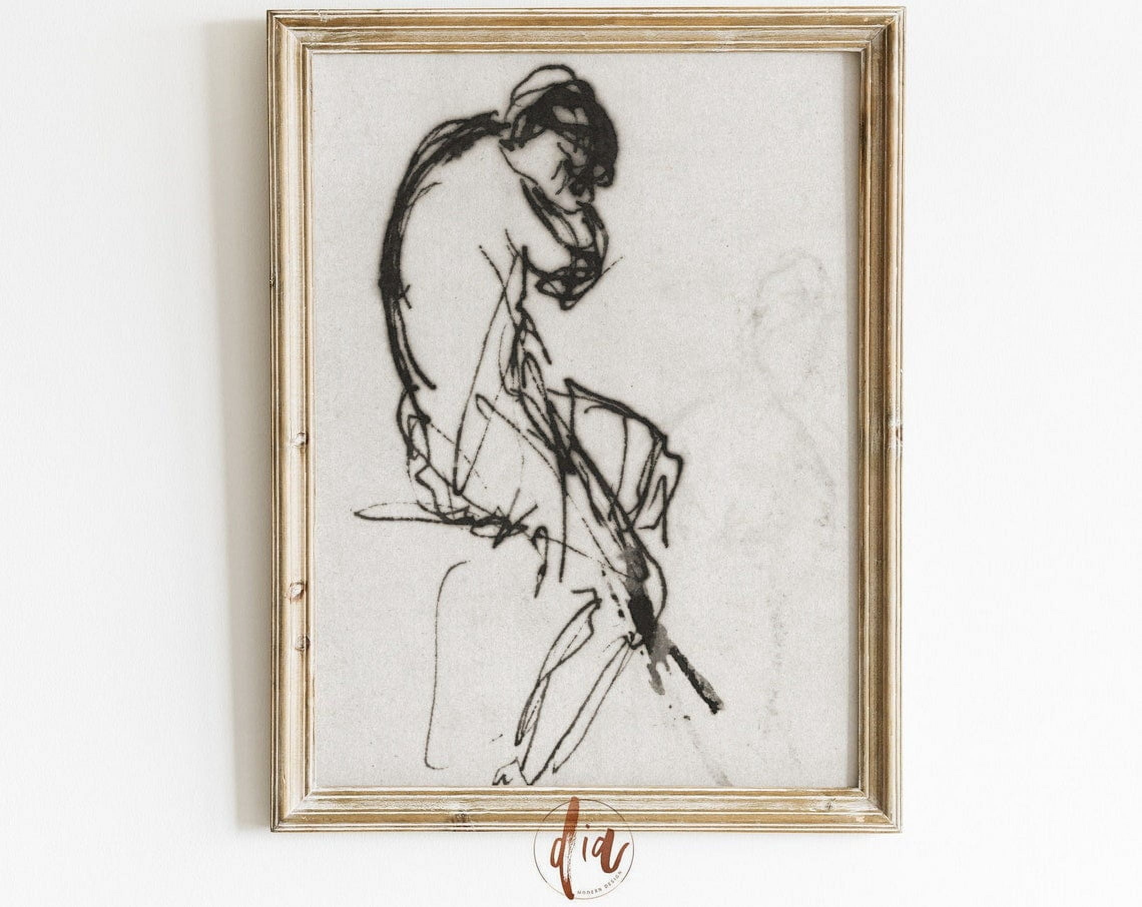 Vintage Figure Art, Abstract Pencil Drawing, Abstract Body Sketch ...