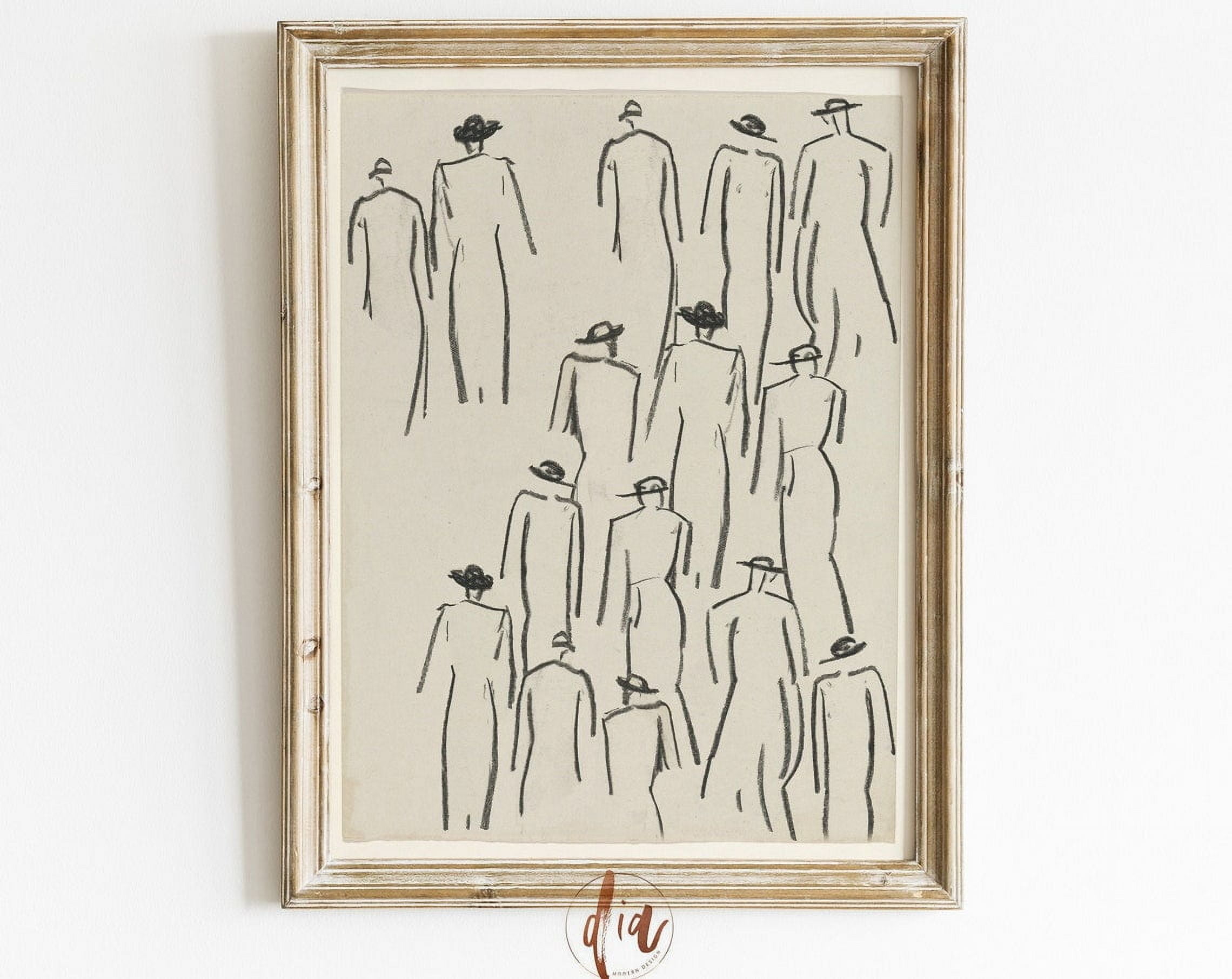 Vintage Figure Art, Vintage Charcoal Drawing, Sketch Art, Antique ...