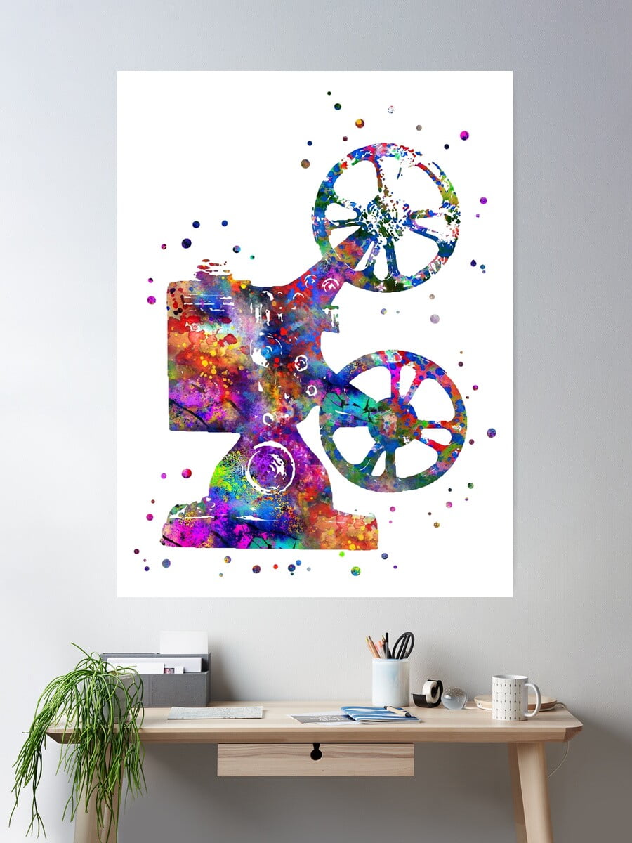 Vintage Film Movie Projector Poster Wall Art, Modern Wall Decor For ...