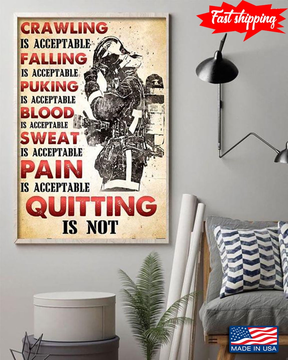 Vintage Firefighter Crawling Is Acceptable Falling Is Acceptable Puking ...