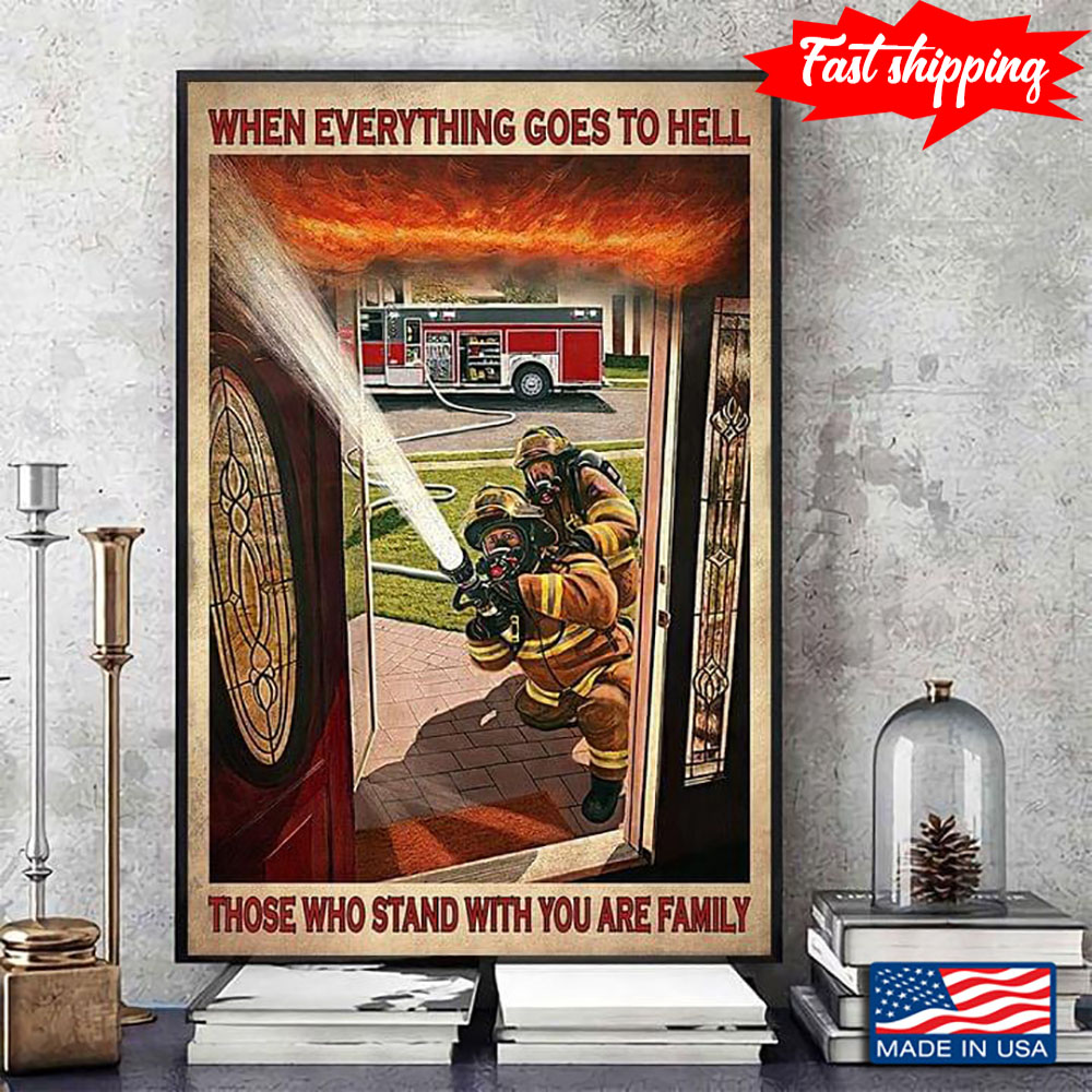 Vintage Firefighters Spraying Water On Burning House When Everything ...
